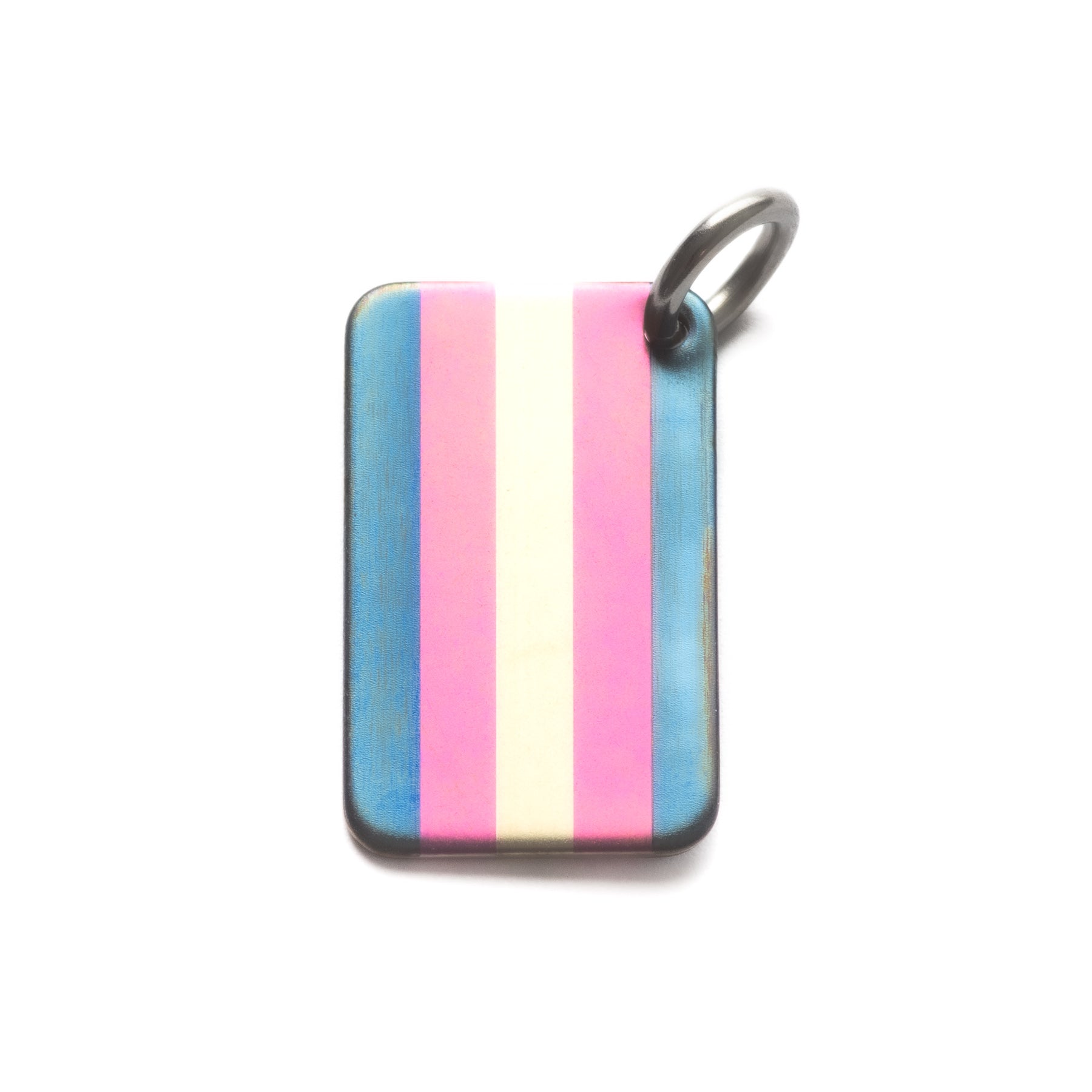 Transgender Pride Flag Tag in Anodized Titanium