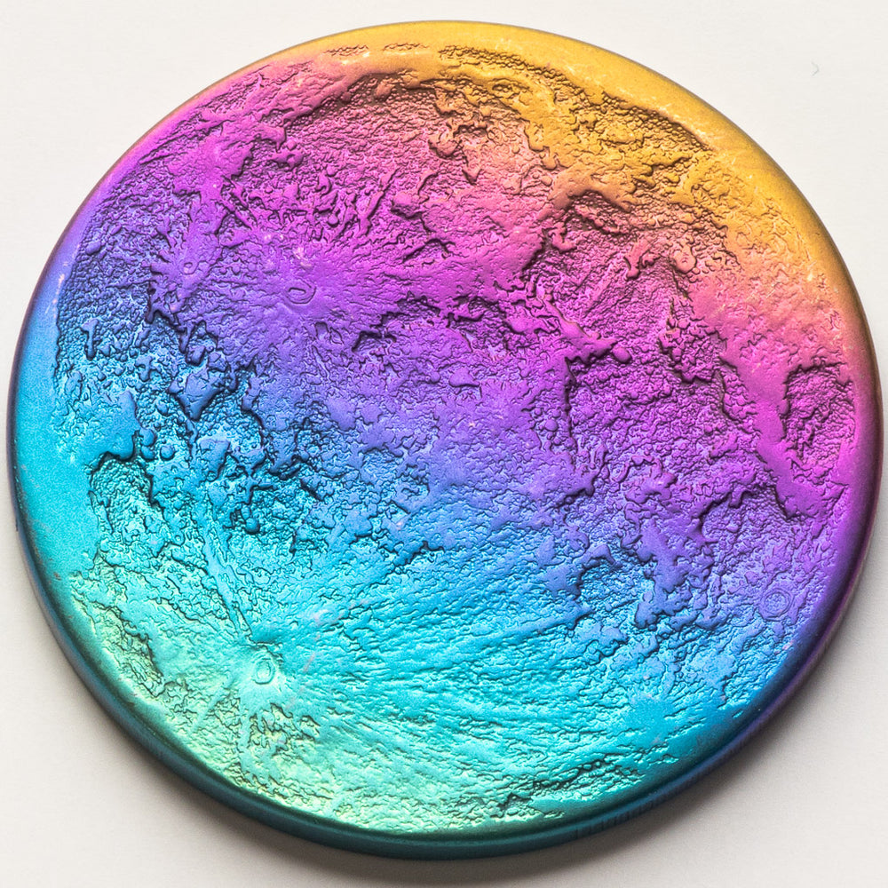 Rainbow Supermoon Coin - 1.5 in / 38 mm Multicolored Anodized Niobium