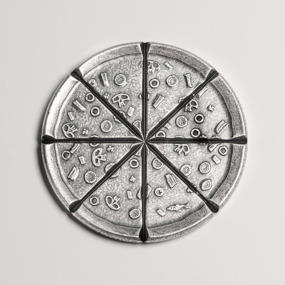 Pizzas of Eight Breakable Supreme Pizza Silver Coin with two Tiny Pizz