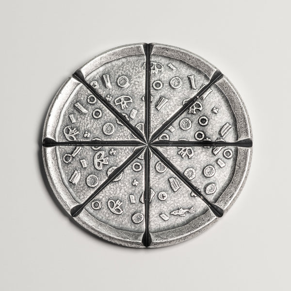Pizzas of Eight Breakable Supreme Pizza Silver Coin with two Tiny Pizz
